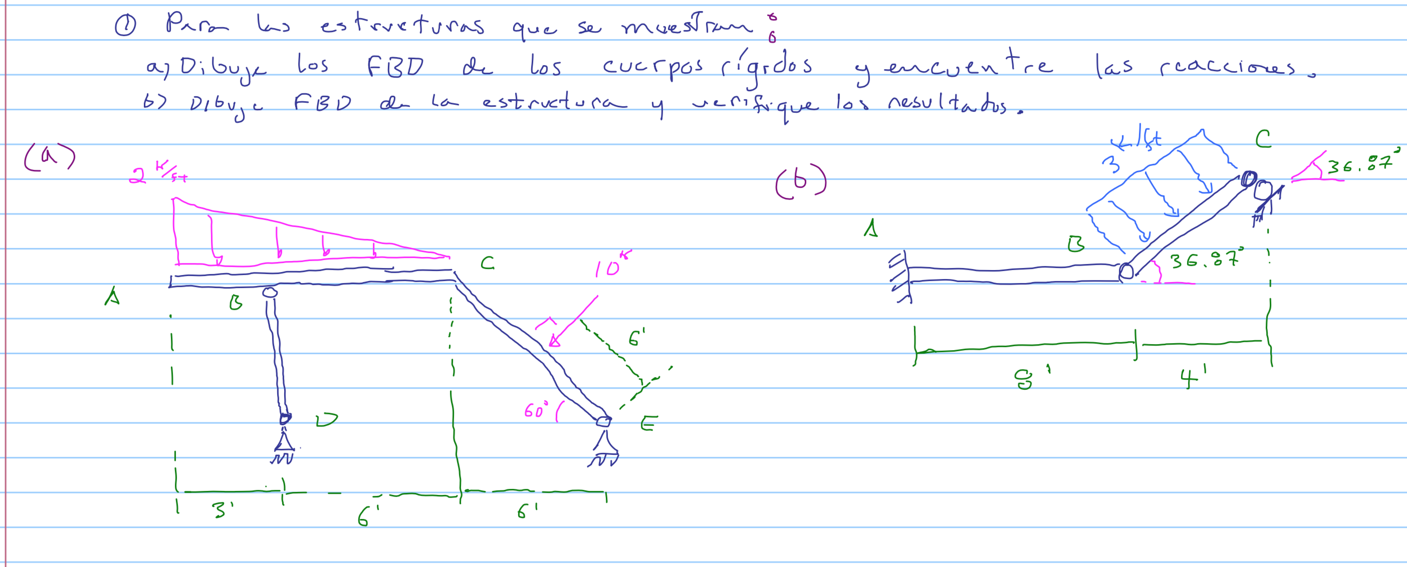 Solved 1) For the structures shown below: a) Draw the FBD of | Chegg.com