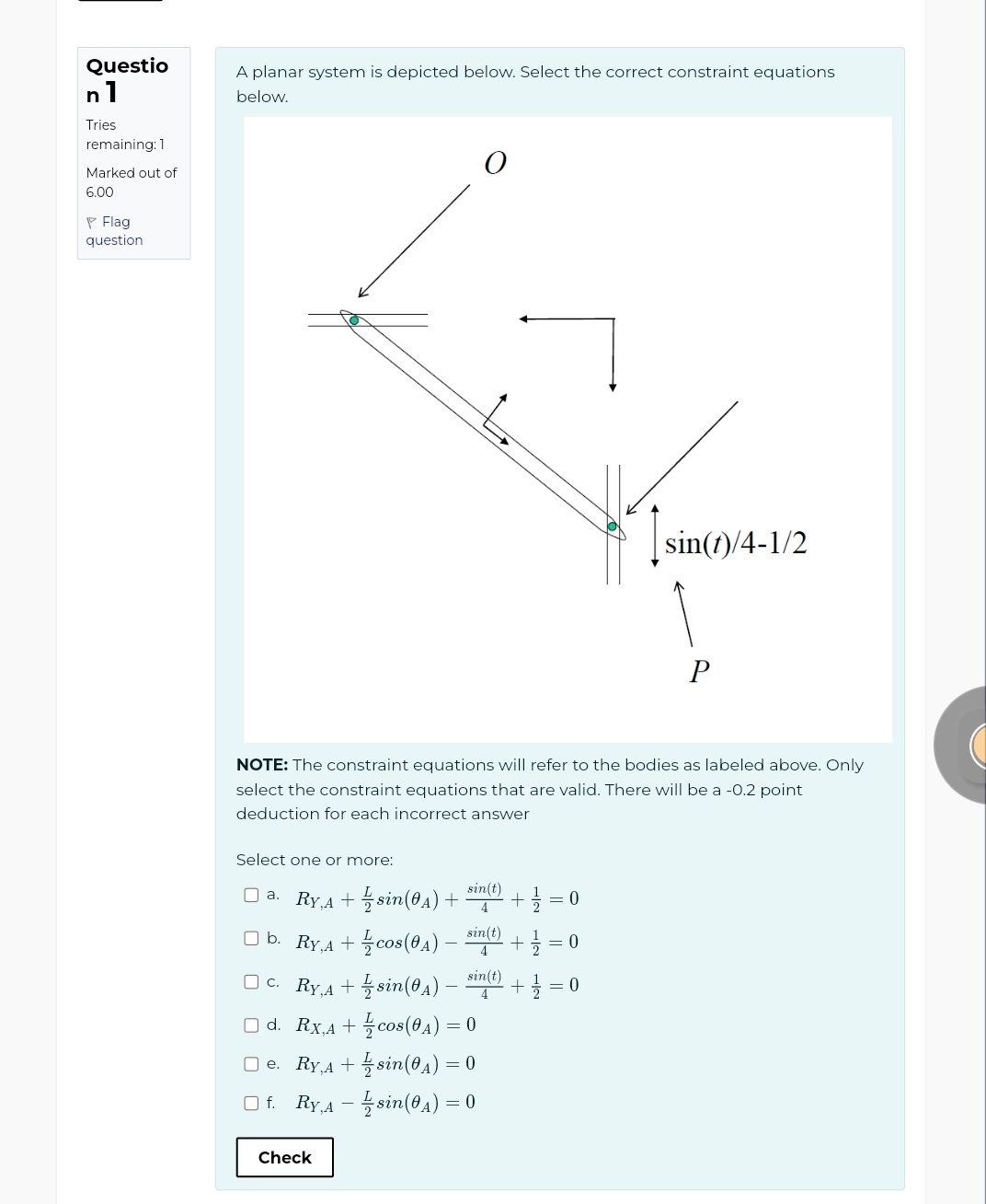 Solved A planar system is depicted below. Select the correct | Chegg.com