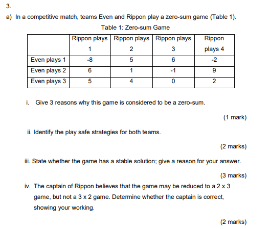 Solved 3. a) In a competitive match, teams Even and Rippon | Chegg.com
