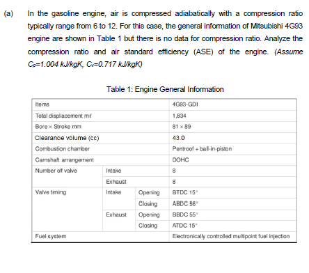 Solved (a) In the gasoline engine, air is compressed | Chegg.com