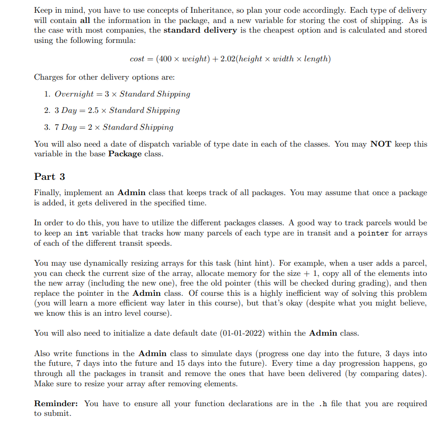 Solved Part 1 Now you have to implement a date class. For | Chegg.com