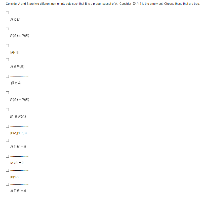Solved Consider A And B Are Two Different Non Empty Sets