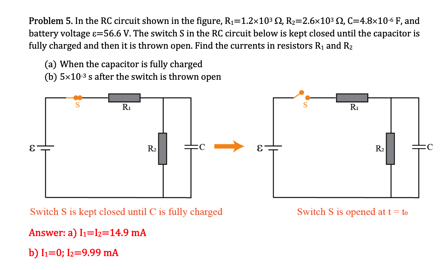 Solved Problem 5. In the RC circuit shown in the figure, | Chegg.com