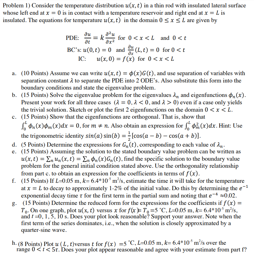 Problem 1) Consider the temperature distribution | Chegg.com