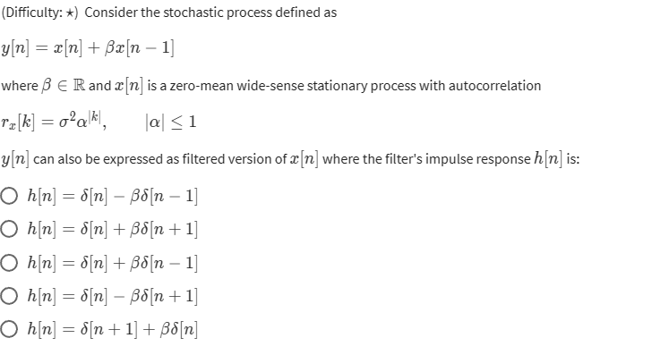(Difficulty: ⋆ ) Consider the stochastic process | Chegg.com