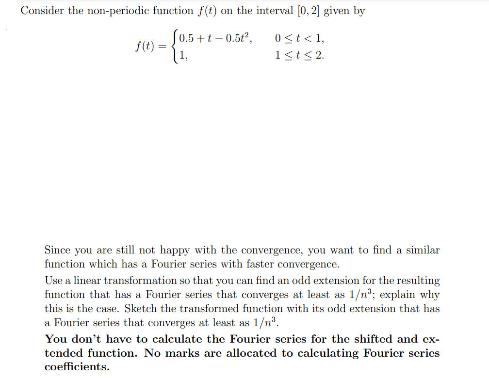 Solved Consider the non-periodic function f(t) on the | Chegg.com