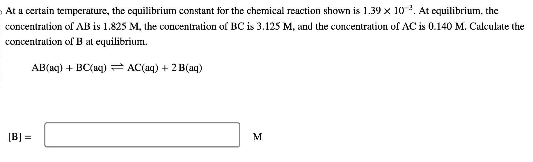 Solved At a certain temperature, the equilibrium constant | Chegg.com
