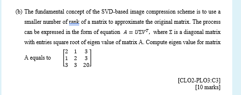 Solved (6) The fundamental concept of the SVD-based image | Chegg.com