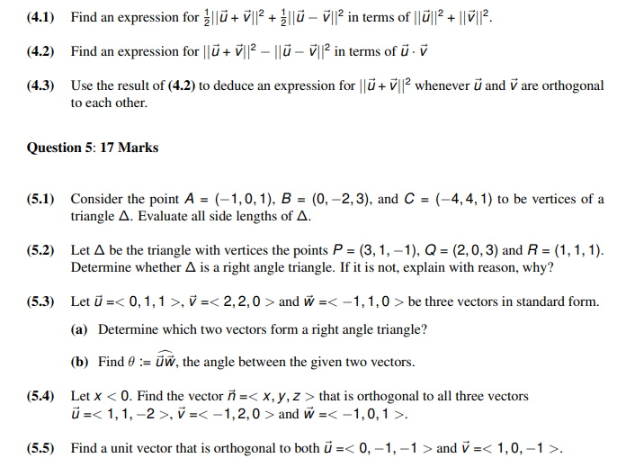 Solved (4.1) Find an expression for 21∥u+v∥2+21∥u−v∥2 in | Chegg.com