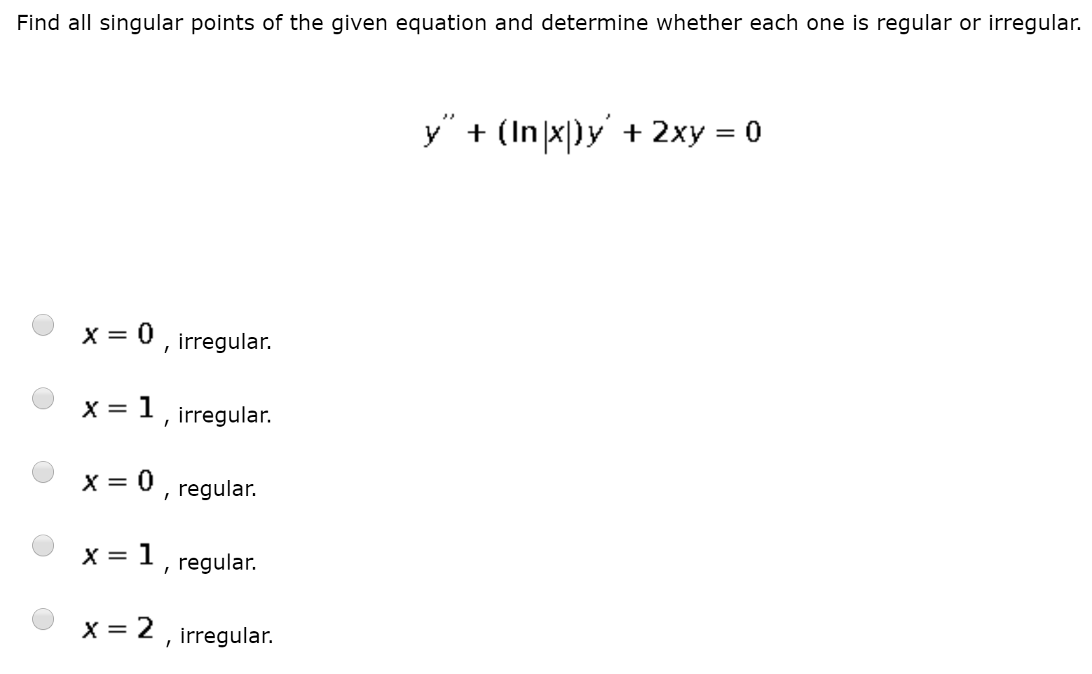 Solved Find all singular points of the given equation and | Chegg.com