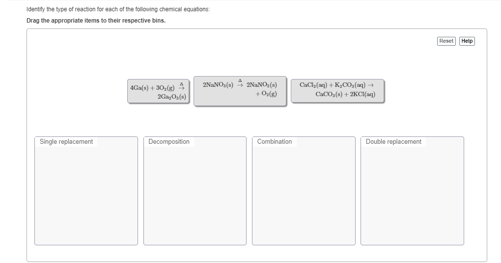 Solved Identify the type of reaction for each of the | Chegg.com