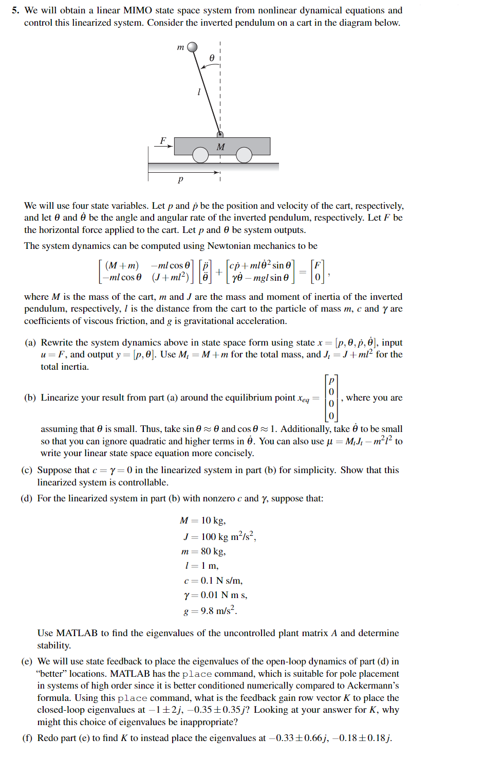 5 We Will Obtain A Linear Mimo State Space System