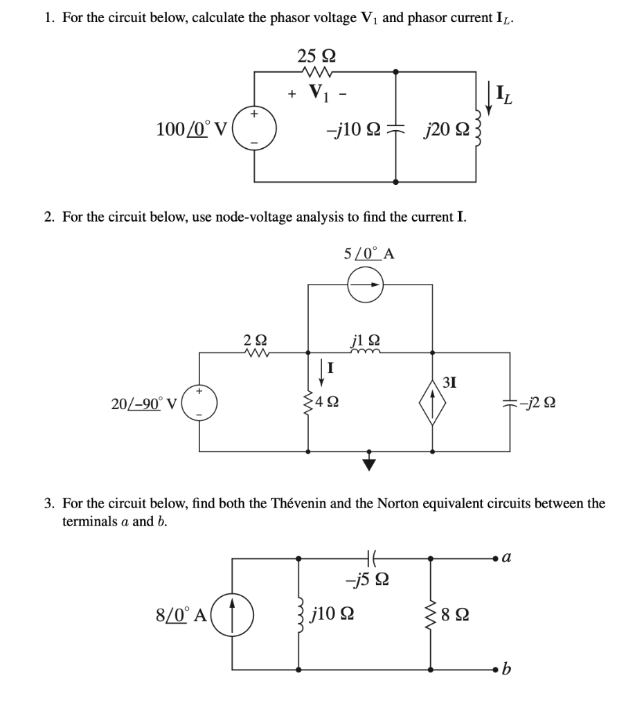 Solved 1. For the circuit below, calculate the phasor | Chegg.com Solved 1. For the circuit below, calculate the phasor | Chegg.com
