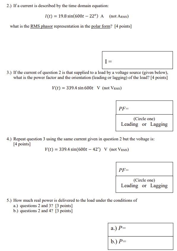Solved 2.) If a current is described by the time domain | Chegg.com