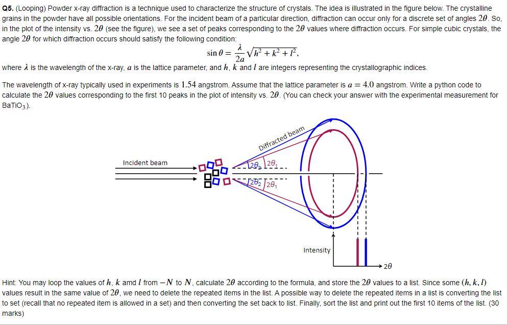 Solved Q5. (Looping) Powder x-ray diffraction is a technique | Chegg.com