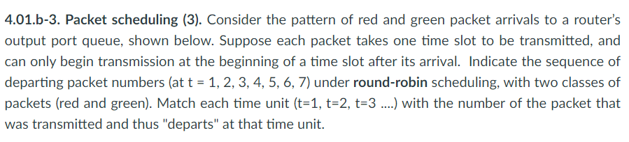 Solved 4.01.b-3. ﻿Packet scheduling (3). ﻿Consider the | Chegg.com
