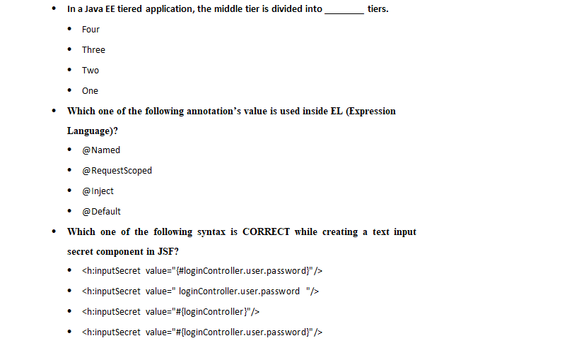 Solved In a Java EE tiered application, the middle tier is | Chegg.com