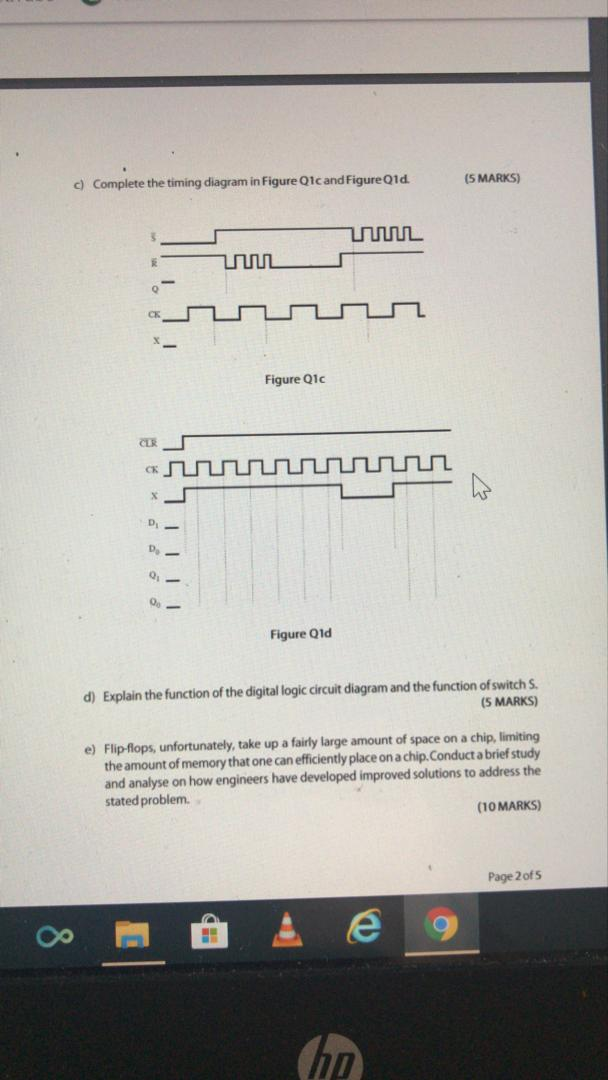 Solved c) Complete the timing diagram in Figure Q1c and | Chegg.com