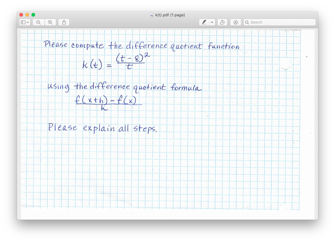 Please compute the difference quotient function | Chegg.com