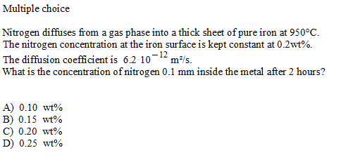 Solved Nitrogen diffuses from a gas phase into a thick sheet | Chegg.com