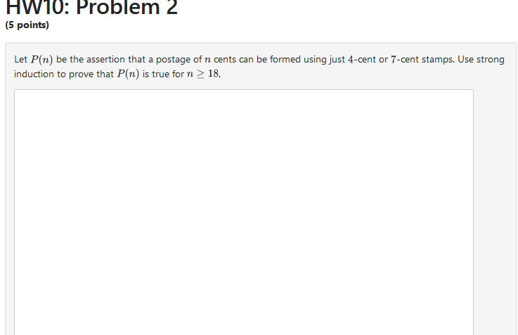 Solved Let P(n) be the assertion that a postage of n cents | Chegg.com