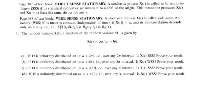Solved Page 387 of text book: STRICT SENSE STATIONARY. A | Chegg.com
