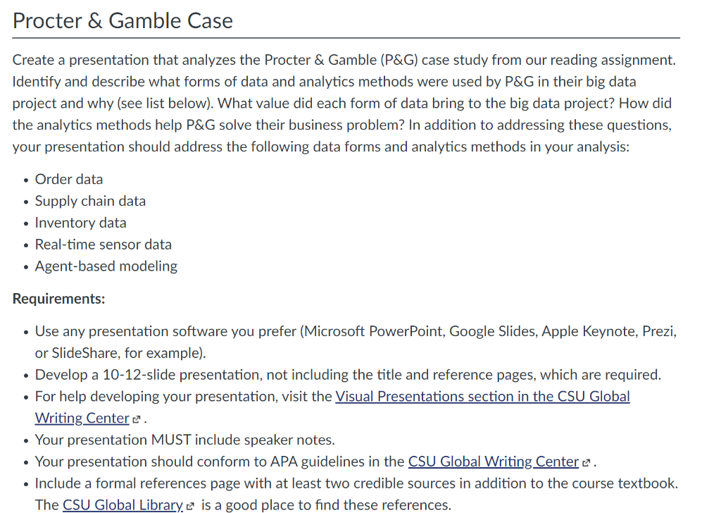 Procter & Gamble Case Create a presentation that | Chegg.com