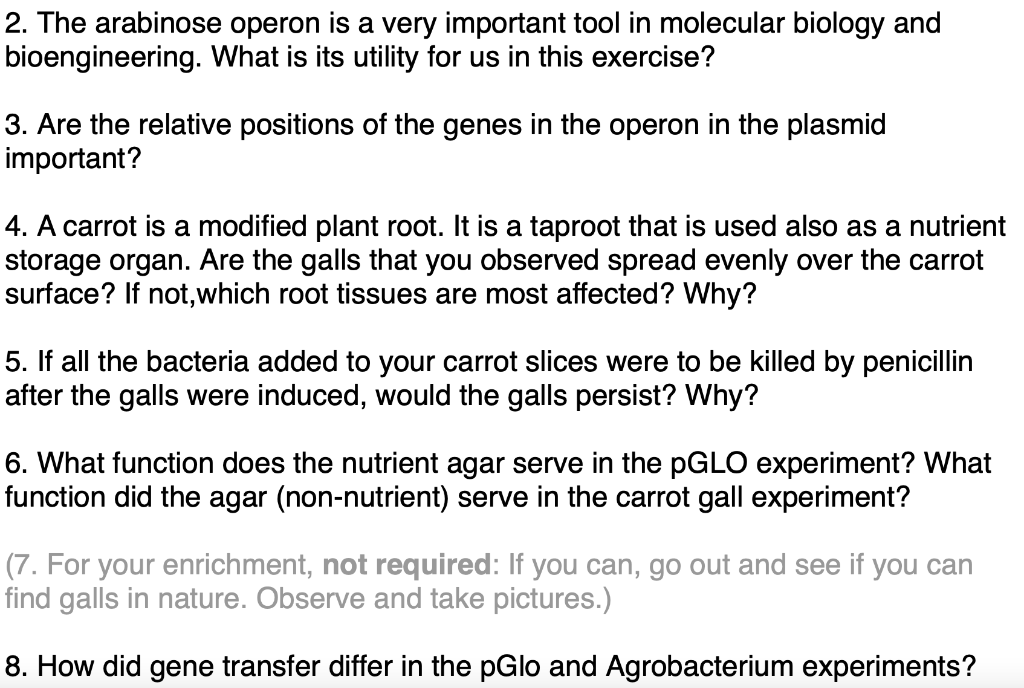 Solved 2. The arabinose operon is a very important tool in | Chegg.com