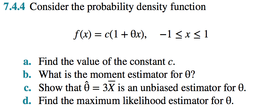 Solved 7.4.4 Consider the probability density function f(x) | Chegg.com