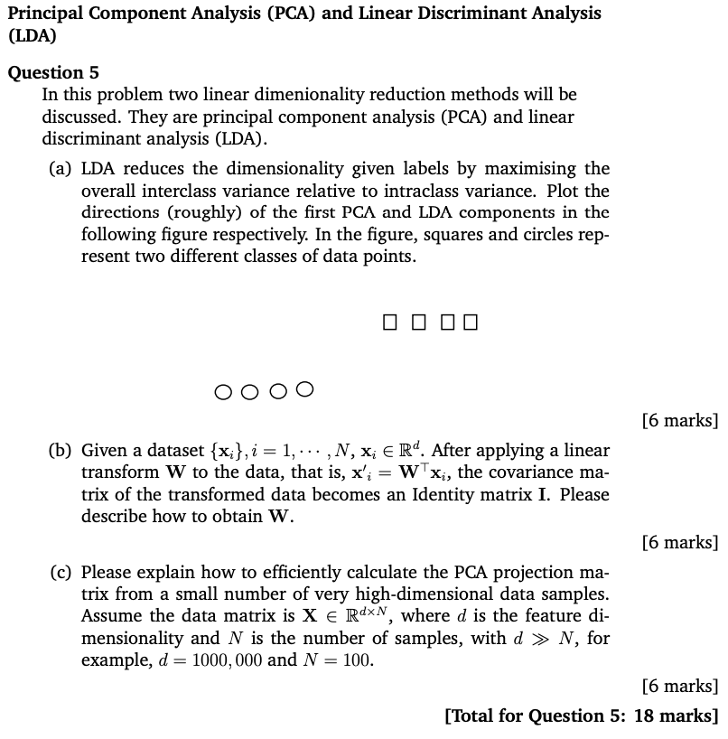 Solved Principal Component Analysis (PCA) and Linear | Chegg.com