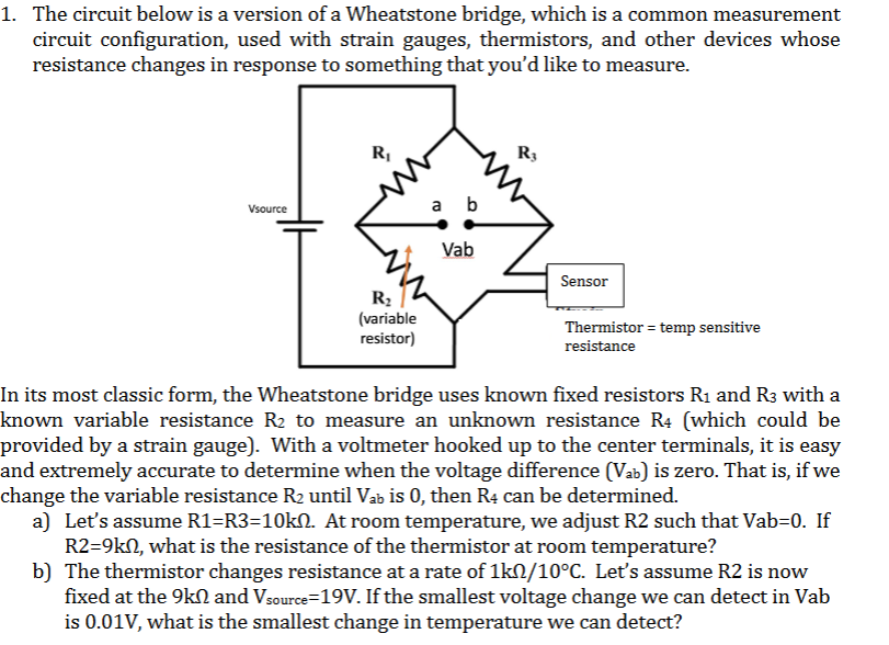Solved The circuit below is a version of a Wheatstone | Chegg.com