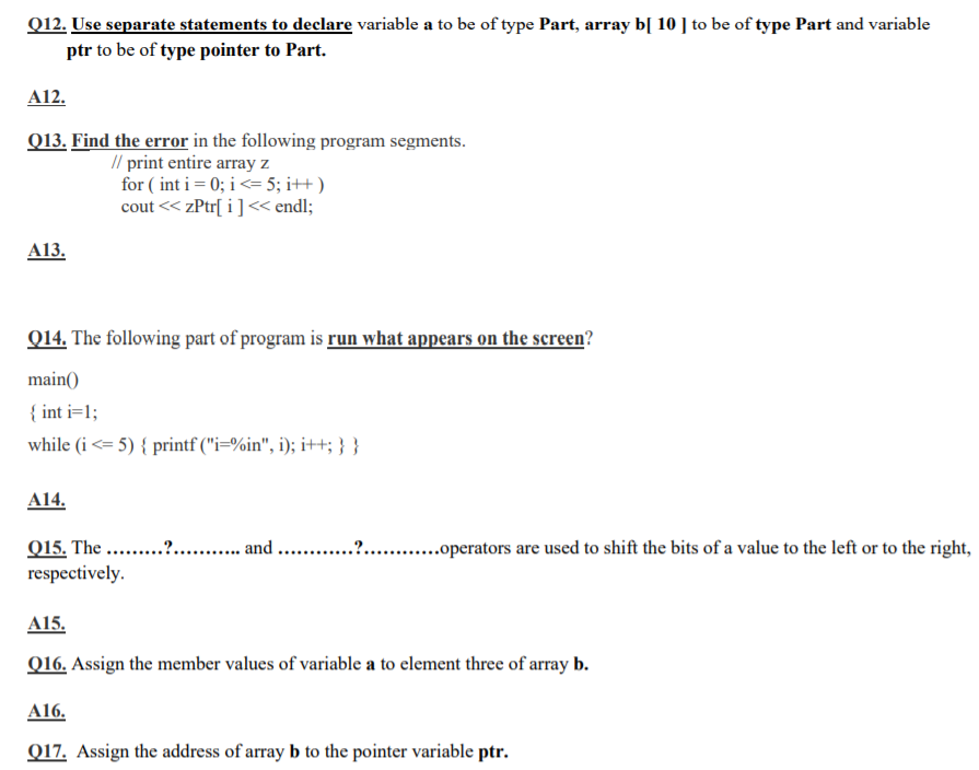 Solved Q12. Use separate statements to declare variable a to | Chegg.com