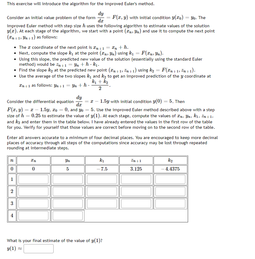 Solved This exercise will introduce the algorithm for the | Chegg.com