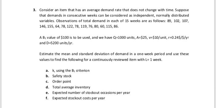 Solved 3. Consider an item that has an average demand rate | Chegg.com