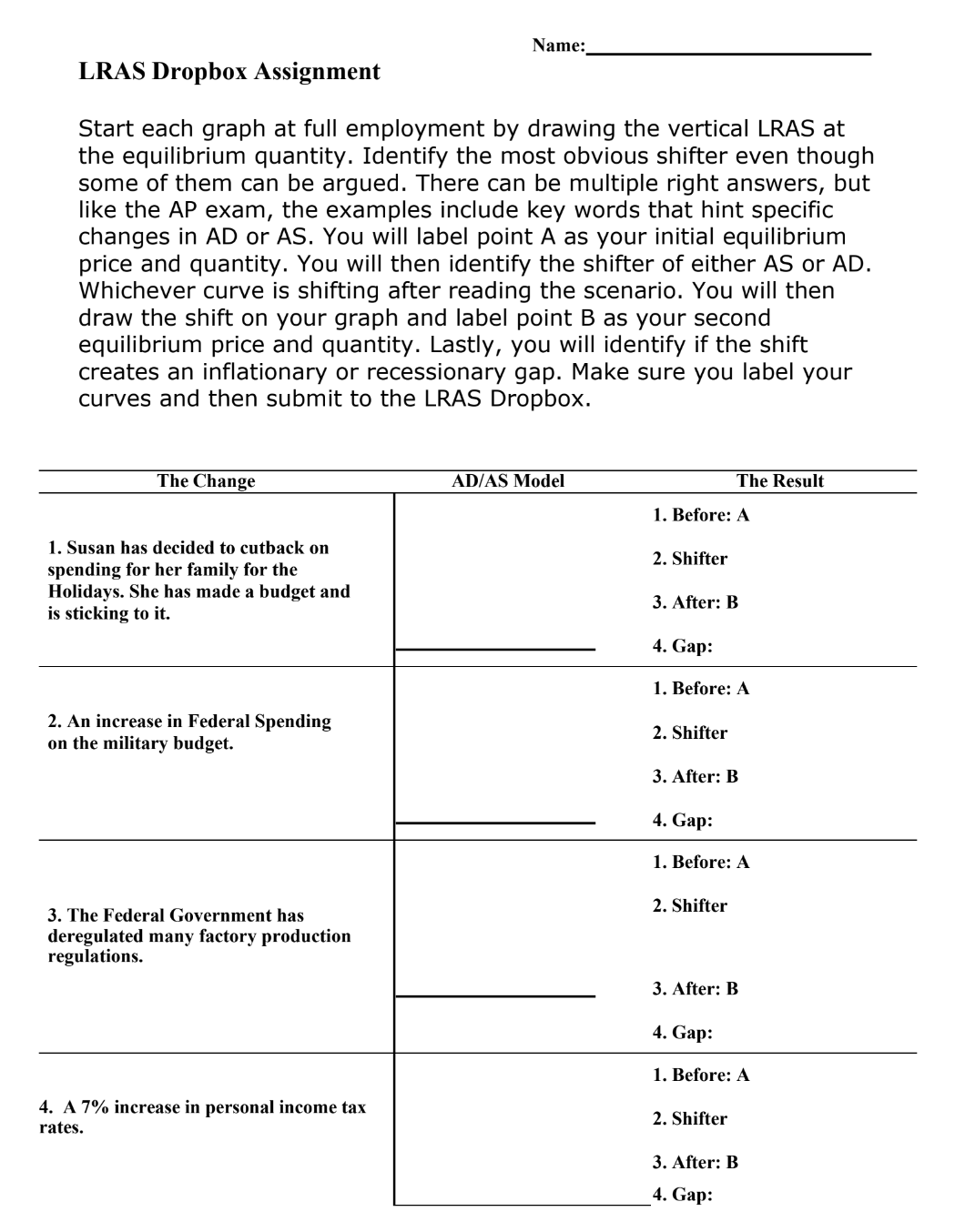 Solved LRAS Dropbox Assignment Name: Start each graph at | Chegg.com
