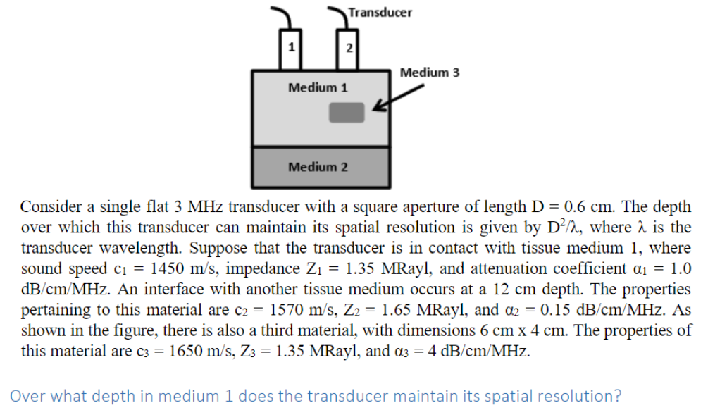 Consider a single flat 3MHz transducer with a square | Chegg.com