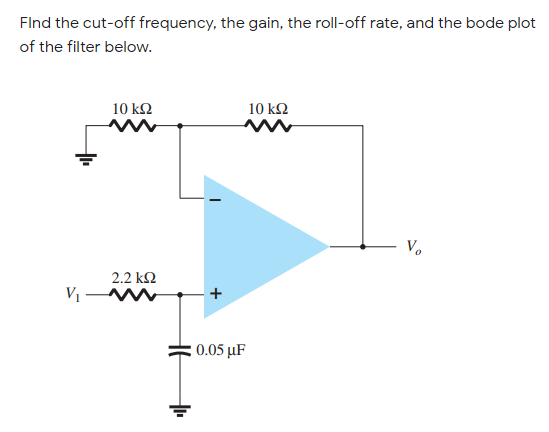 Solved FInd the cut-off frequency, the gain, the roll-off | Chegg.com