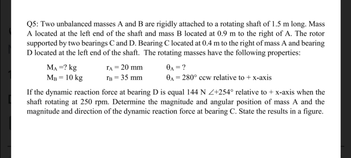 Solved Q5: Two unbalanced masses A and B are rigidly | Chegg.com