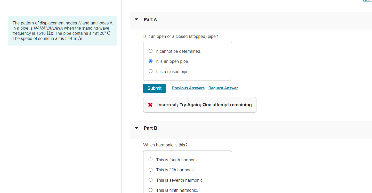 Solved VUIT Part A The pattern of displacement nodes N and | Chegg.com
