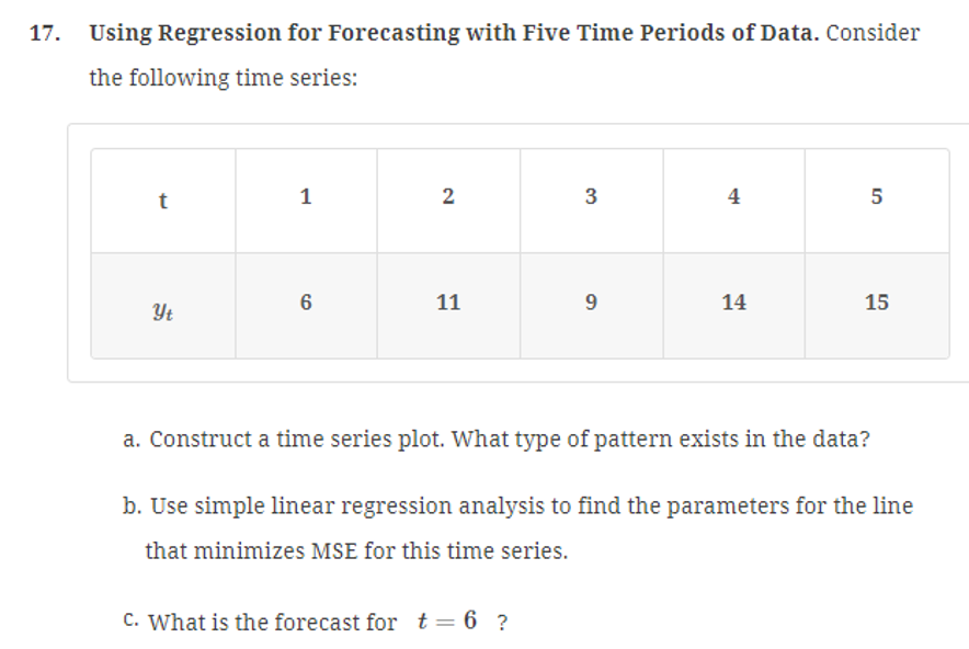 Solved Using Regression for Forecasting with Five Time | Chegg.com