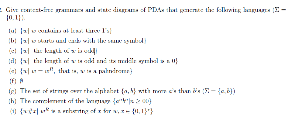 Solved Give context-free grammars and state diagrams of PDAs | Chegg.com