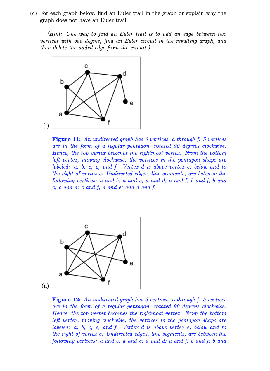 Solved Problem 4 For Parts A And B Below Find An Euler 