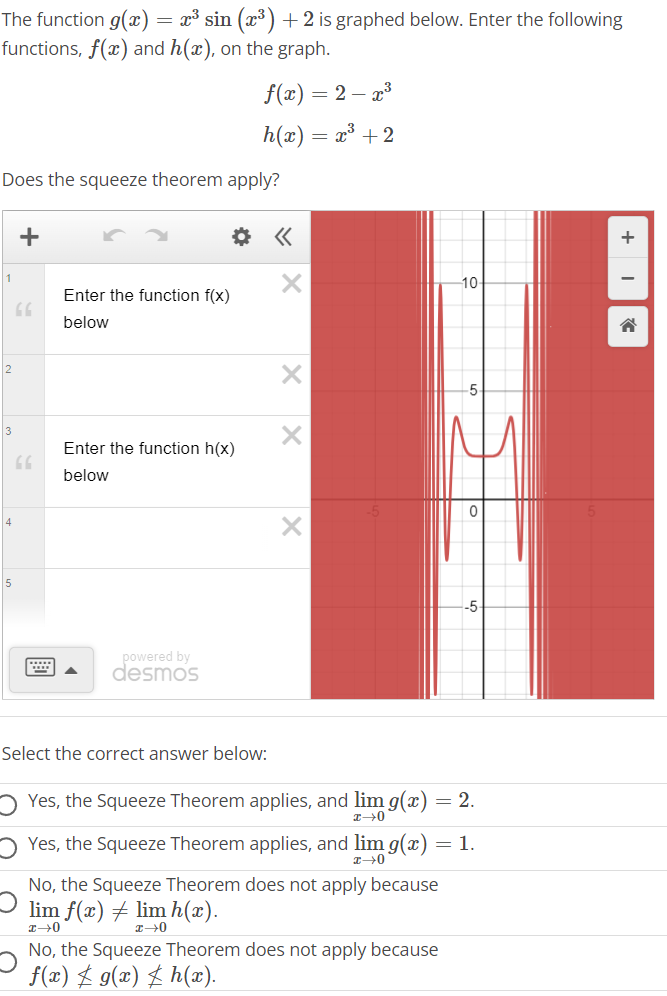 Solved The function g(x)=x3sin(x3)+2 ﻿is graphed below. | Chegg.com