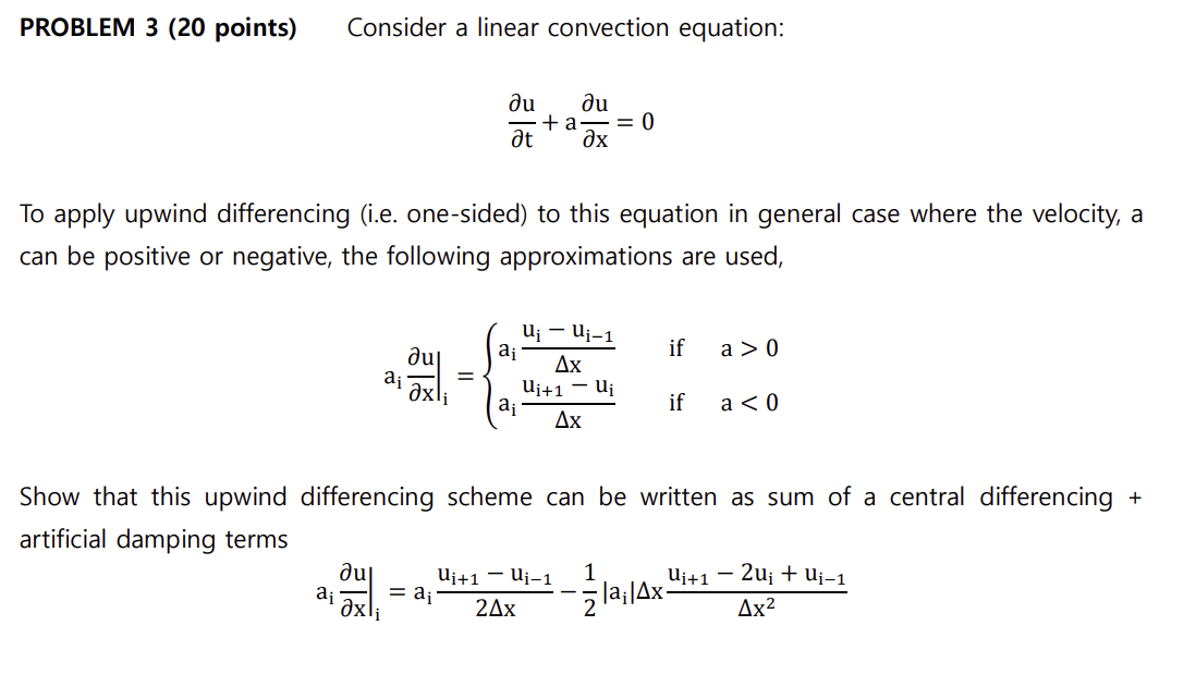 Solved PROBLEM 3 (20 points) Consider a linear convection | Chegg.com
