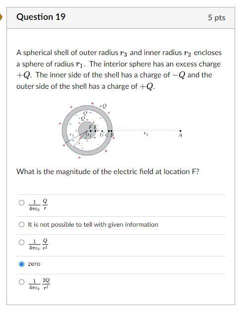 Solved A spherical shell of outer radius r3 and inner radius | Chegg.com