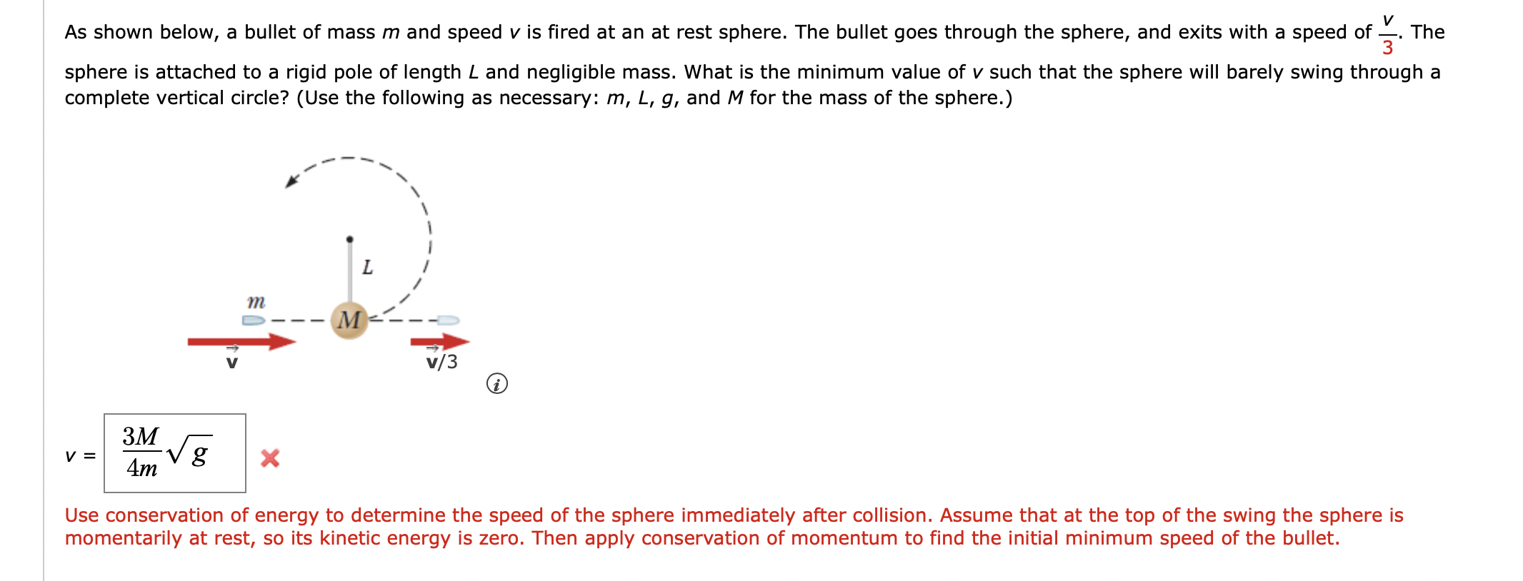 Solved As shown below, a bullet of mass m and speed v is | Chegg.com
