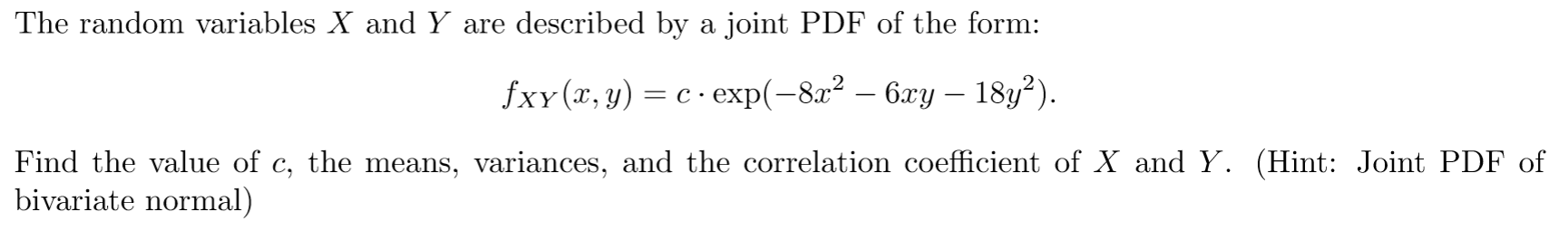 Solved The random variables X and Y are described by a joint | Chegg.com