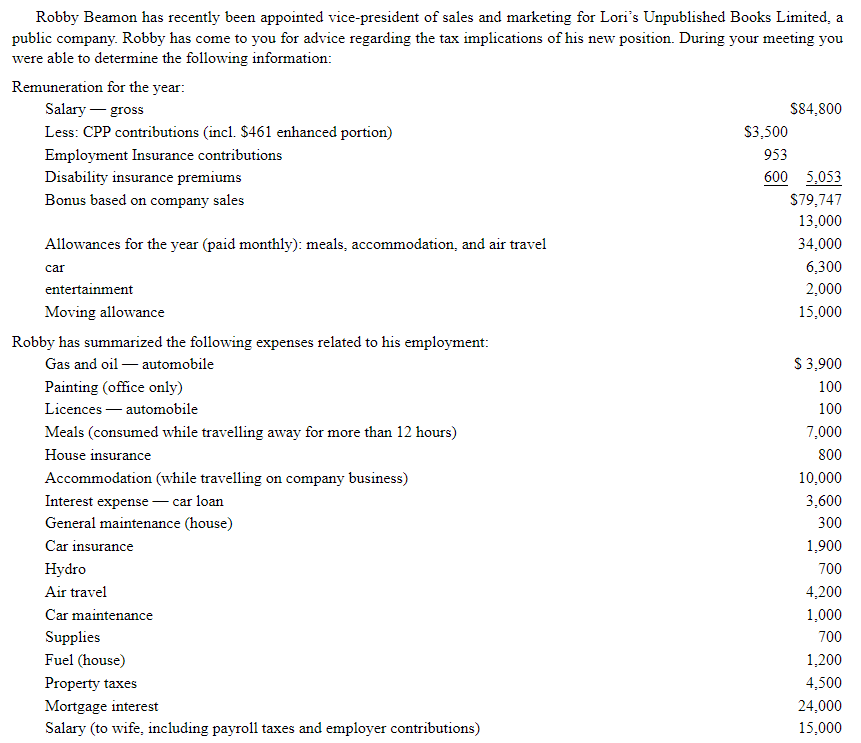 Solved Robby Beamon has recently been appointed | Chegg.com