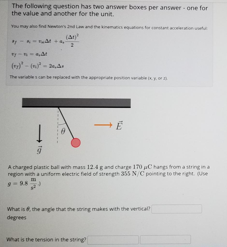 Solved The following question has two answer boxes per | Chegg.com