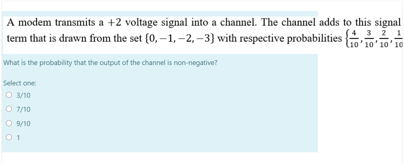 Solved A modem transmits a +2 voltage signal into a channel. | Chegg.com